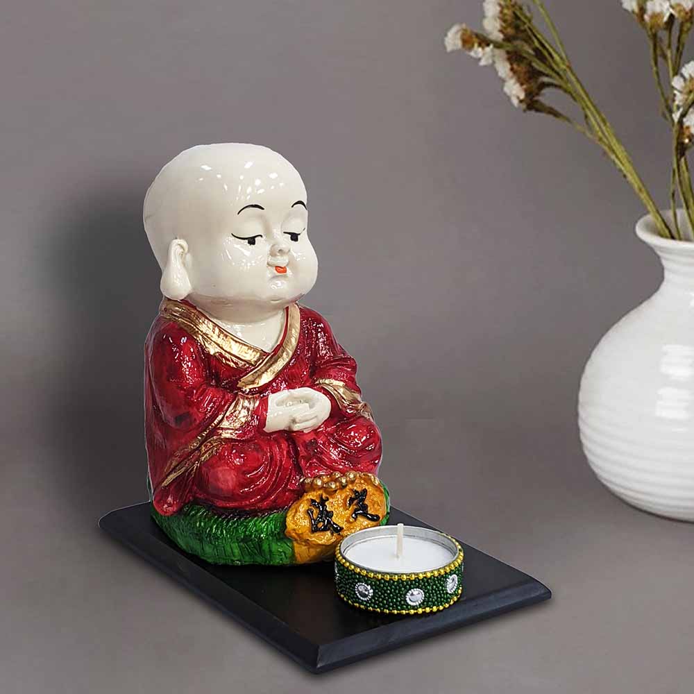 Buy Red Laughing Buddha Baby Monk Statue Online | Call 8884243583 | Red ...