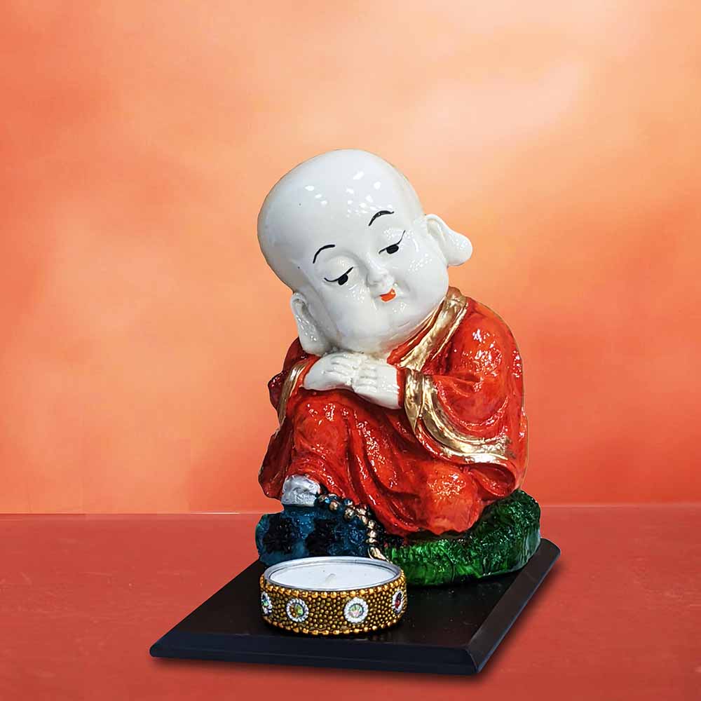 Buy Sitting Laughing Buddha Baby Monk Statue Online | Call 8884243583 ...