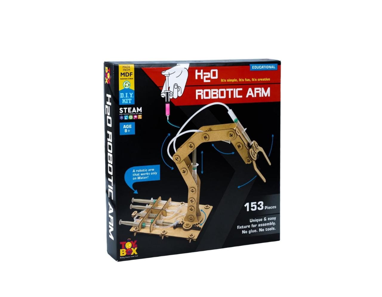 The H2O Robotic Arm is made from MDF wooden material